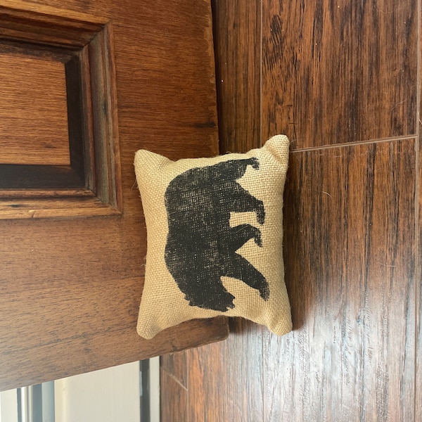 The Black Bear - Burlap Feed Sack Doorstop -bear Door Stop - Rustic ...