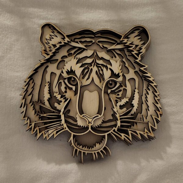 Multilayer Tiger Head Laser Cut File 3D Tiger Mandala Layered Dxf ...