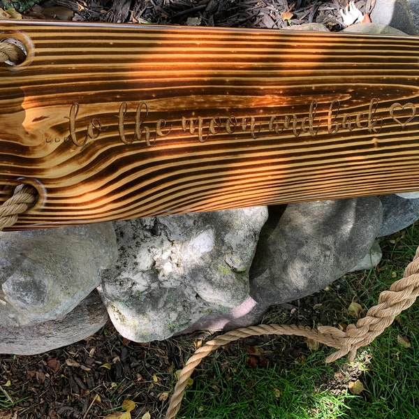 Handcrafted Wooden Tree Swing, Natural or Charred, Rope Included - Etsy