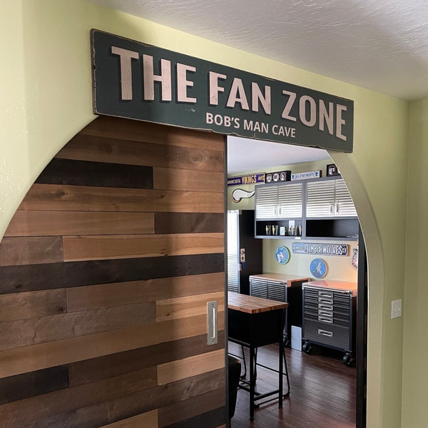 Fan Zone Sign, Sports Fan Gift, Custom Husband Gift, Man Cave Sign, Man ...