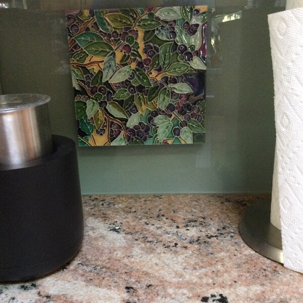 Blueberries Hand Painted Ceramic Art Tile 8 X 8 Inches With Easel Back ...