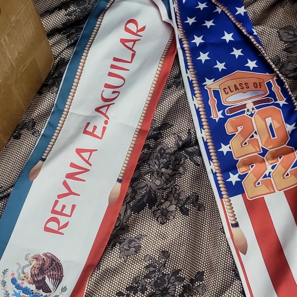 Custom Personalized Class of 2025 Stole, Mixed Country Flag Graduation ...