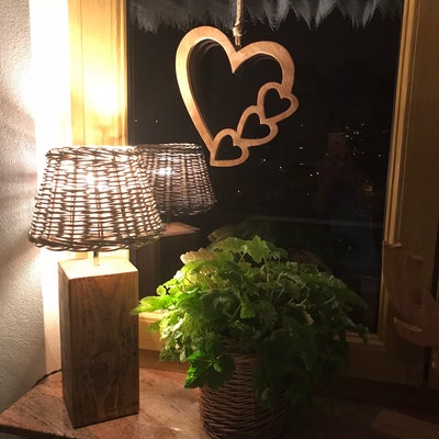 Table Lamp / Rustic Reclaimed Wood Block Table Lamp / Old Wood Block ...