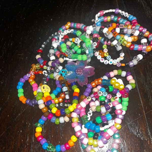 5 Pack Kandi Bracelet Edm Plur Rave Festival Accessories Pony