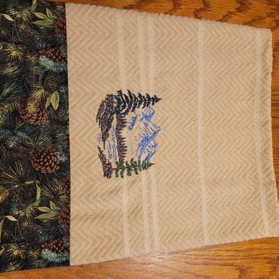 Forest Pine Trees and Mountains Lake Embroidery Design. Machine ...