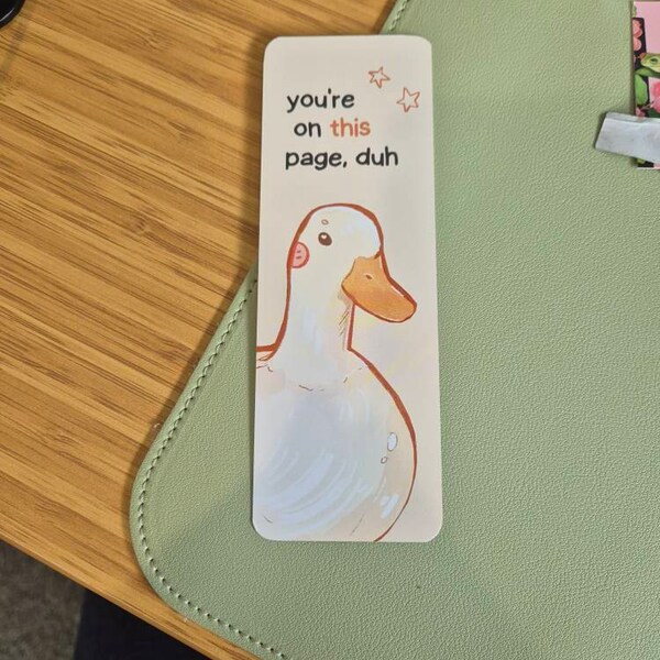 Duck Bookmark You're on This Page Cute Bookmark Double Printed ...