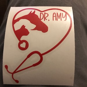 Vet Tech Decal Veterinarian Decal Stethoscope Decal Horse Dog Cat Decal ...