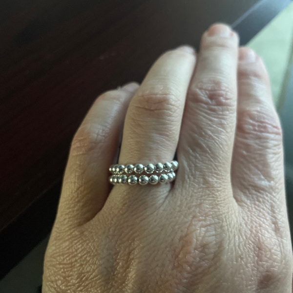 925 Sterling Silver Stretch Rings Stack of 2, Stacked Rings, Womens ...