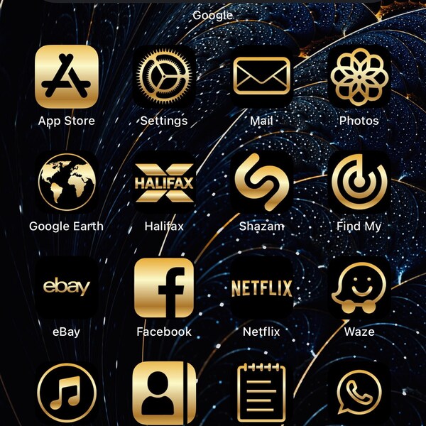 5000+ Gold iPhone Ios 18 App Icons Pack | Gold Icon Aesthetic Black ...