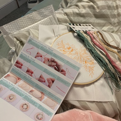 Pink Flower Punch Needle Kit Beginner, DIY Material Package Set, DIY ...