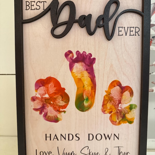 Personalized Hands Down Best Dad Ever, Handprint Sign Fathers Day 2026 ...