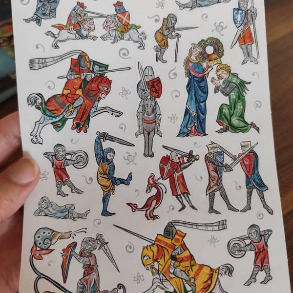 Sticker Sheet - MEDIEVAL KNIGHTS- Funny Whimsical Historical Stickers ...