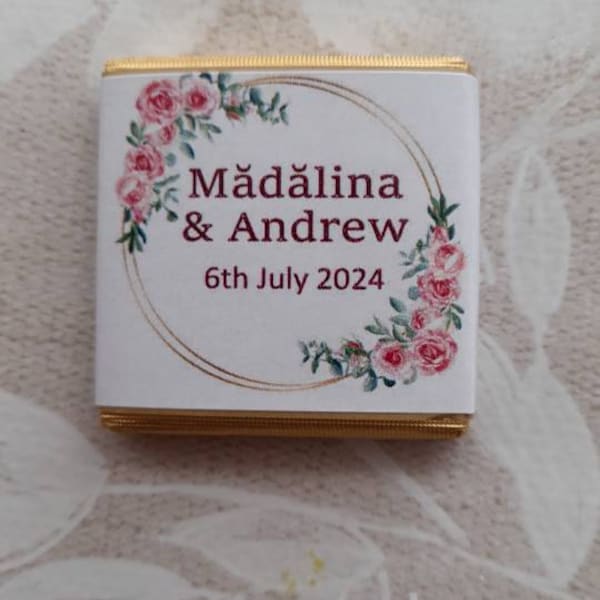 50 Personalised Chocolate Wedding Favours, Personalised Chocolates ...