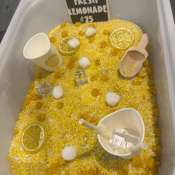 Lemonade Stand Sensory Rice, Lemonade Rice Filler, Spring Sensory Bin ...