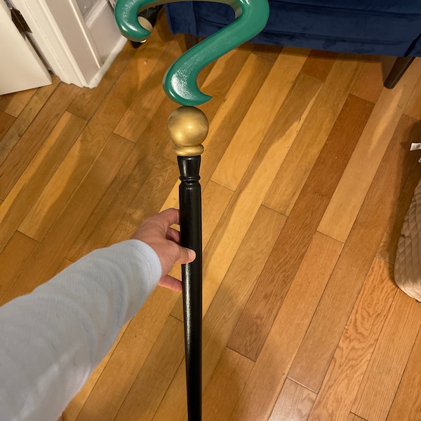 RIDDLER CANE Green Black Question Mark Costume Walking Stick Prop ...