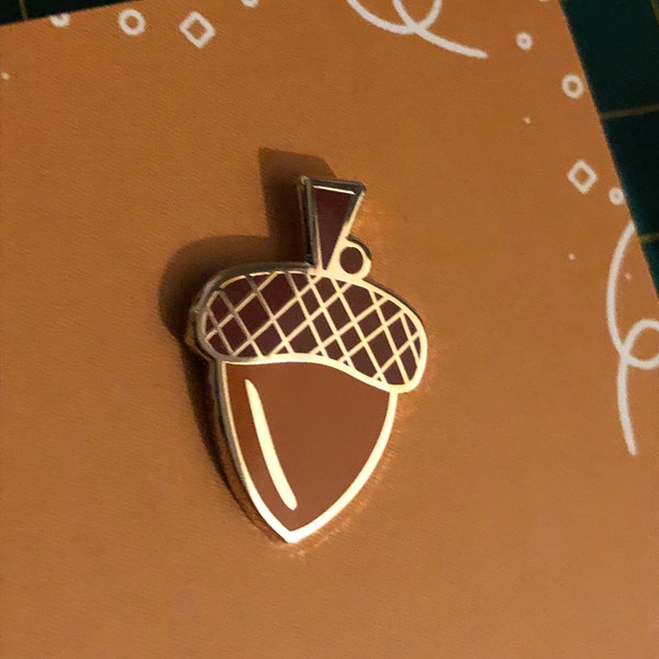 Acorn Enamel Pins // Hard Enamel Lapel Pin Gold Plated Fall Badge ...
