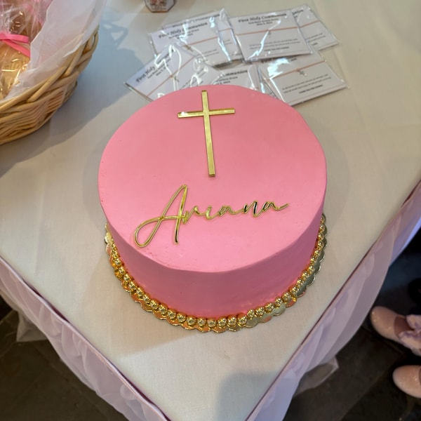 Custom Baptism Cake Charm | Cross Cake Charm | Personalized First ...