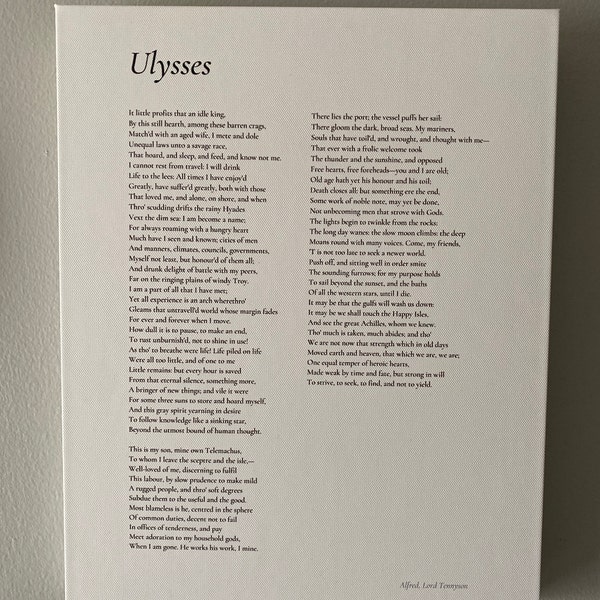 Ulysses by Alfred Lord Tennyson Poem – Canvas Print, Poetry Print Gift ...
