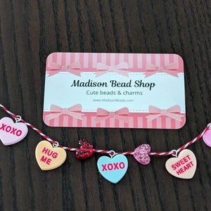 Valentine's Day Conversation Heart Charms, Candy Heart, Pendant ...