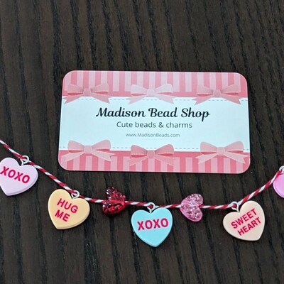 Valentine's Day Conversation Heart Charms, Candy Heart, Pendant ...