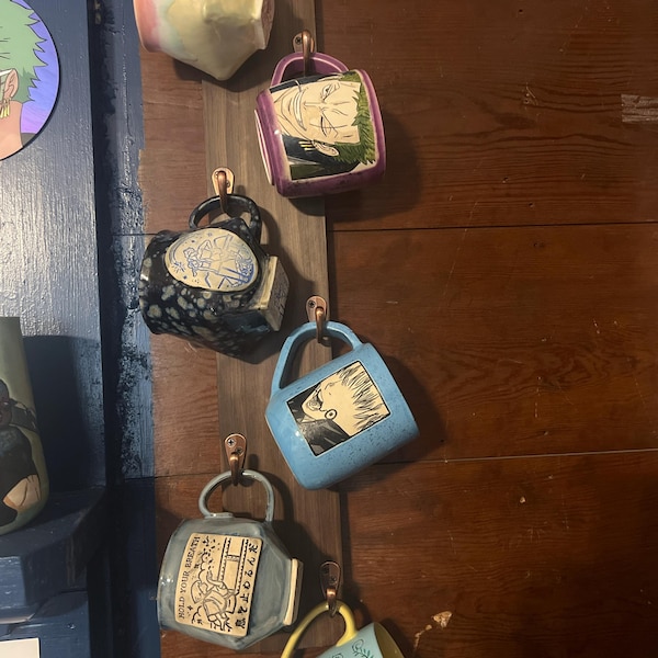 Vertical 10 or 12 Hook Mug Rack, Coffee Bar Ideas, Vertical Mug Rack ...