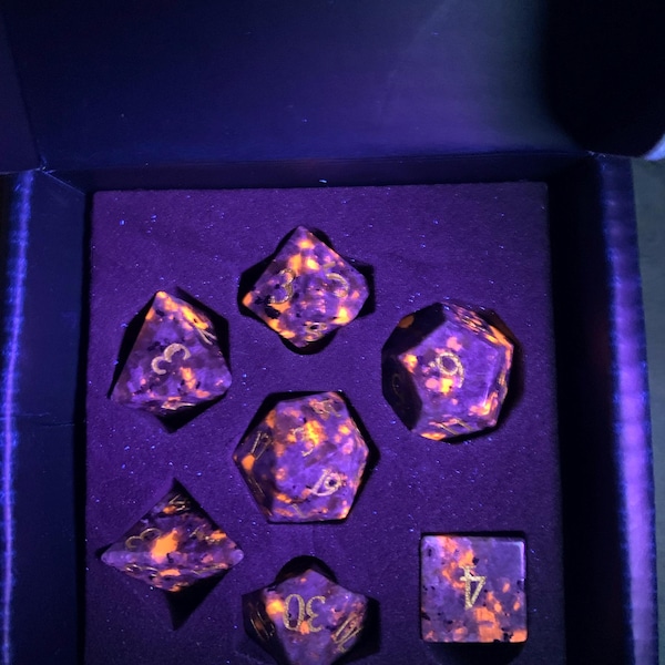 Full Dnd Dice Set Satin Finish Dice Rainbow Matt Glass Dnd Gift D20 ...