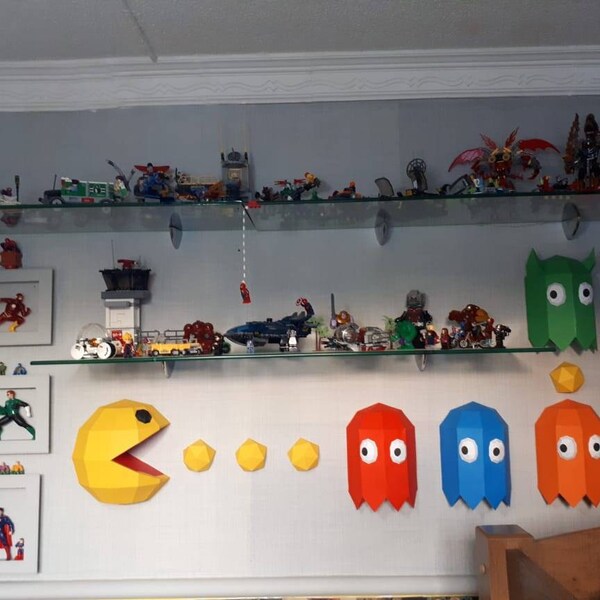 Pacman Wall Art, Pacman Sculpture, Wall Decor, Paper Sculpture, Low ...