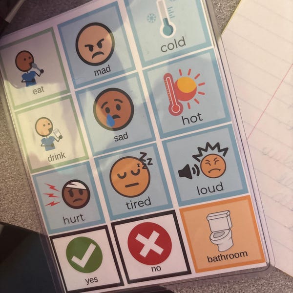 Double Sided Core Communication Board for Lanyard: AAC Visual Support ...