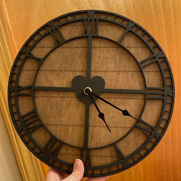 Mickey Farmhouse Clock – Hidden Mickey Wooden Wall Clock | Disney ...