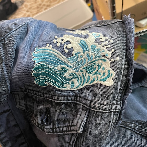 Ocean Wave, Sea Wave Patch, Cool Patch, Embroidered Iron-on Patch ...