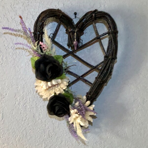 Intention Set Lg Mushroom Wreath/ With Spell-jar/ Crystals and Flowers ...