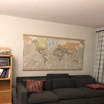 Classic World Map Large Poster Wooden Wall Hanging Most - Etsy
