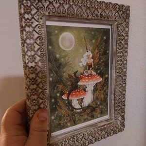 Fairy Art Watercolor Print Mushrooms in Autumn Fantasy Art. Dragon Art. Whimsical. Illustration ...