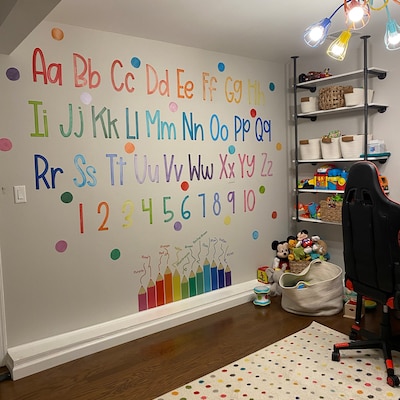 Watercolor Rainbow Alphabet Wall Decal Set Upper Case Lower Case ...