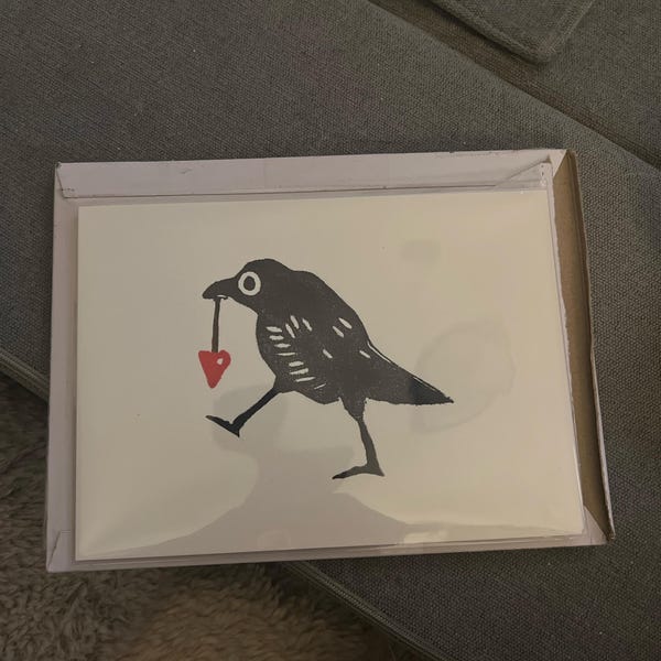 Crow and Pizza Block Print-linocut - Etsy