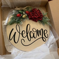 Winter Front Door Hanger Merry Christmas Welcome Sign Wooden - Etsy