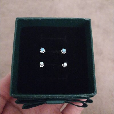 1 Pair Sterling Silver Tiny Cz Stud Earring, Cubic Zirconia Small Stud ...