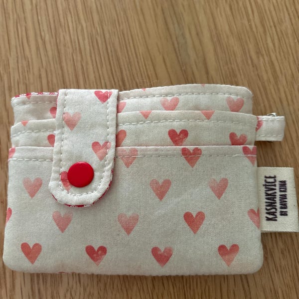 Handmade Card Holder With Keychain 4 Card Slots, Snap Closure, Colorful ...