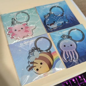 Giraffe Acrylic Glitter Keychain Kawaii Chibi African Animal Lover Art ...