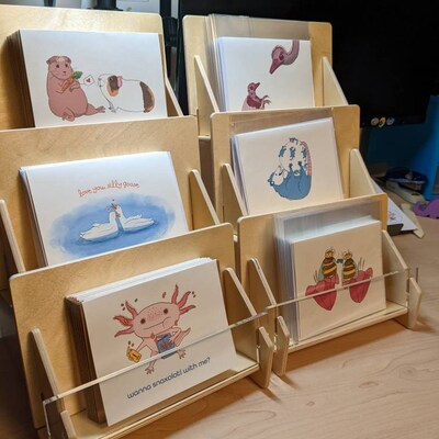 Counter Top Retail Card Display Stand With 3-tiers of Shelves 7.625 ...