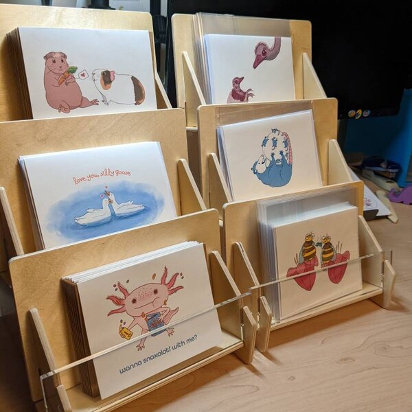 Counter Top Retail Card Display Stand With 3-tiers of Shelves 7.625 ...