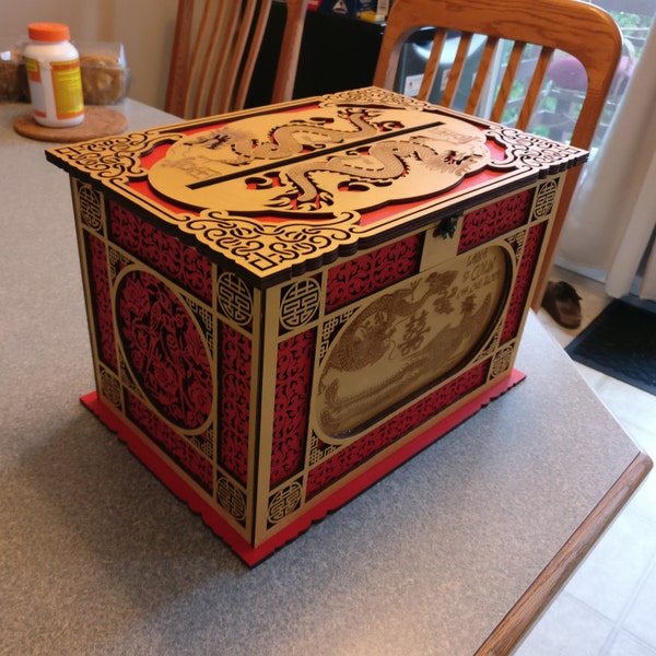 WEDDING MONEY BOX Chinese Eastern Personalised Monogrammed Envelopes ...