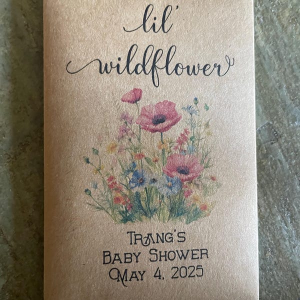 Lil Wildflower Baby Shower Favor, Rustic Custom Seed Packets ...