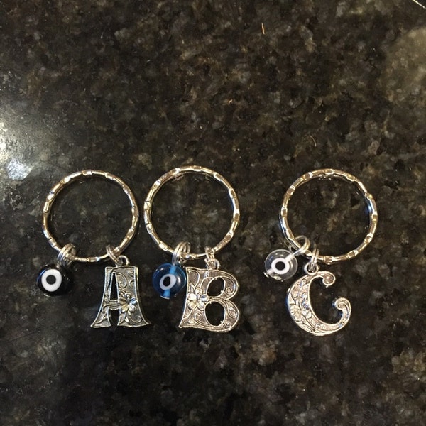 Initial Keychain With Pearl, Personalized Keychain, Initial Key Ring ...