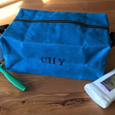 Mini Dopp Kit, Shave Bag, Waxed Canvas Toiletry Bag, Monogrammed Mens ...