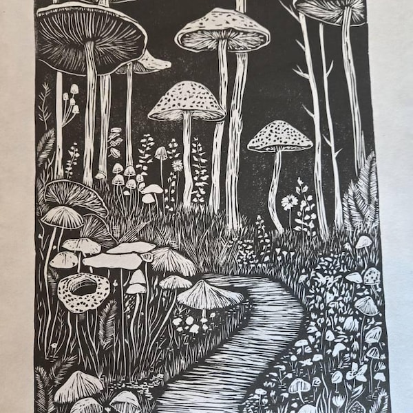 A Redwood Forest Giant, Linocut Tree Print - Etsy