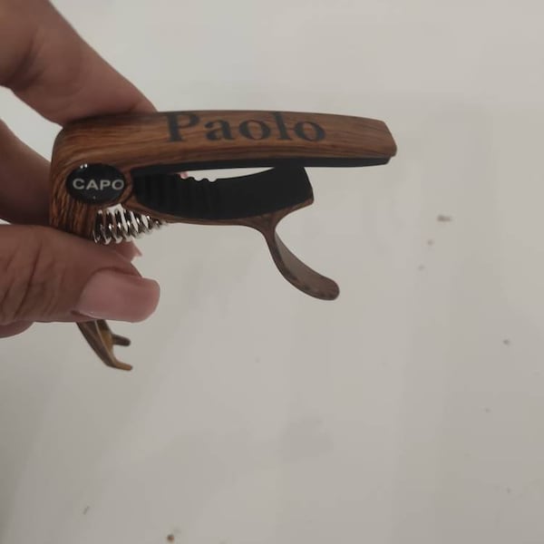 Personalized Wood Grain Guitar Capo, Custom Message, Engraved Guitar ...