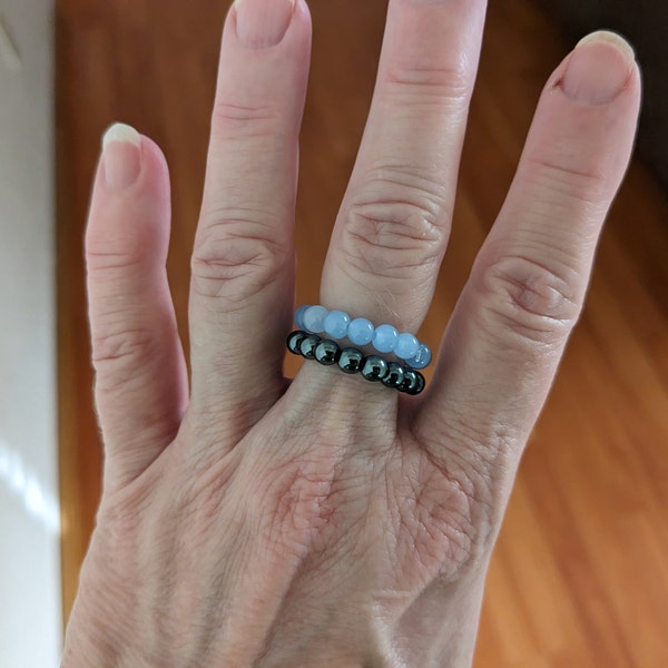 Crystal Beaded Rings, Waterproof Elastic Crystal Ring, Adjustable ...