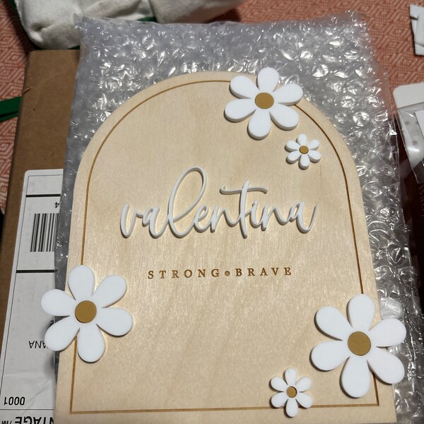 Wooden Daisy Flower Arched Milestone Cards | Custom Name Set | Monthly ...