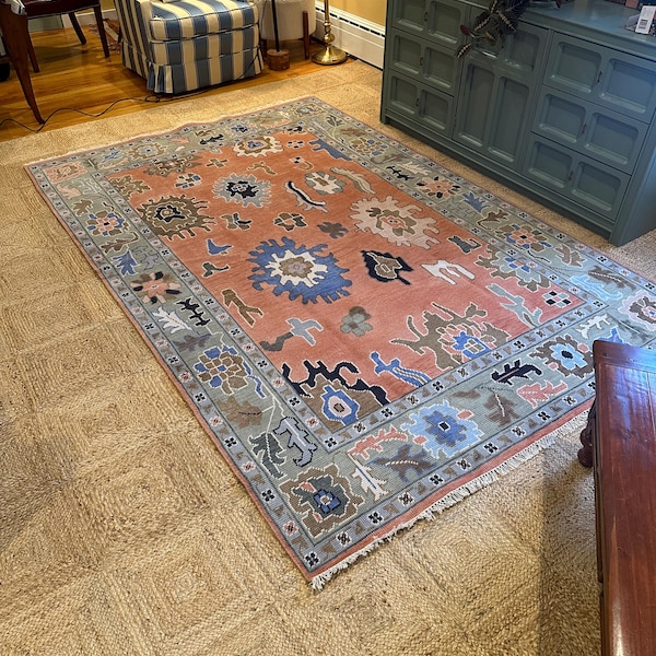 Oushak Style Turkish Knot Rug 10x14, 8x10, 9x12 Oushak Handmade Rugs ...